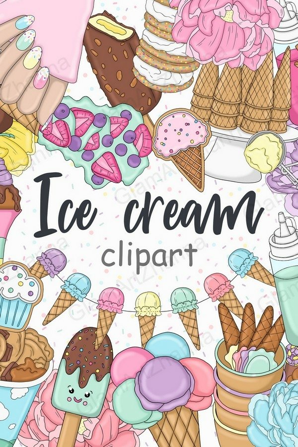 Ice Cream CLIPART Summer Tropical Dessert Candy PNG Files (1354864 ...