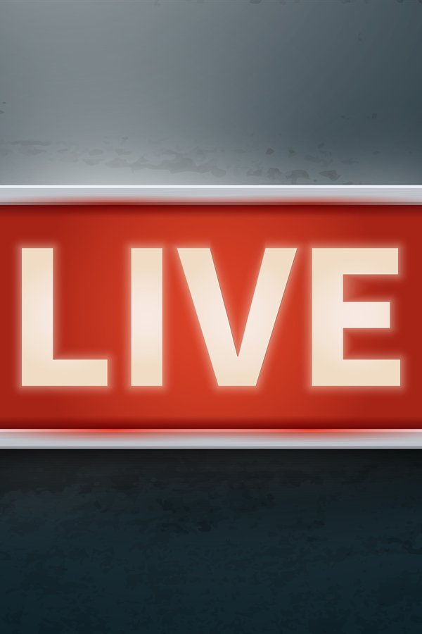 On air glowing sign. Live tv or radio light vector symbol