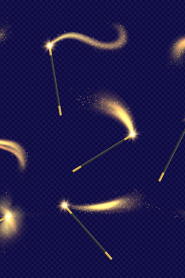 Magic lights. Performance magician sparkles wizzard effects