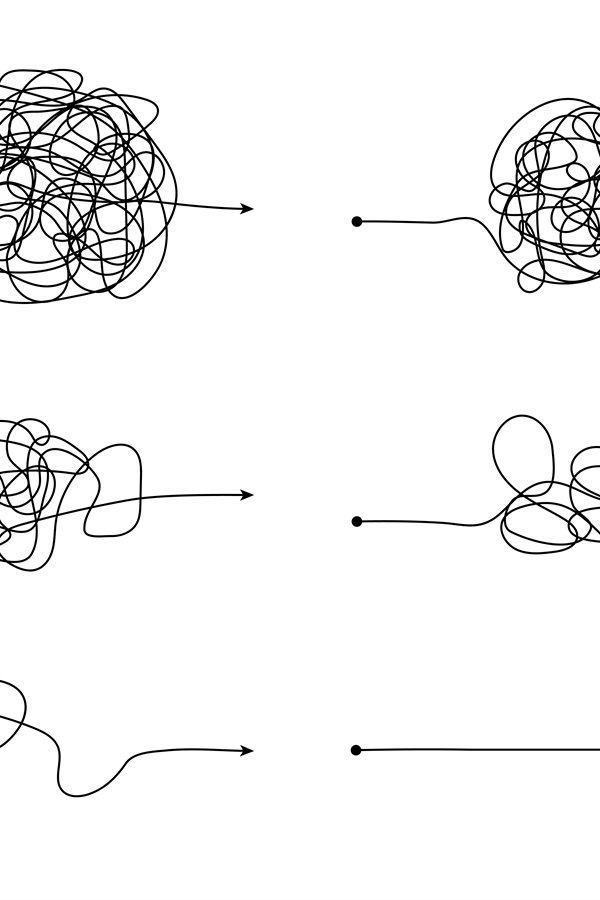 Messy lines. Complex way to easy scribbled round chaos, diff
