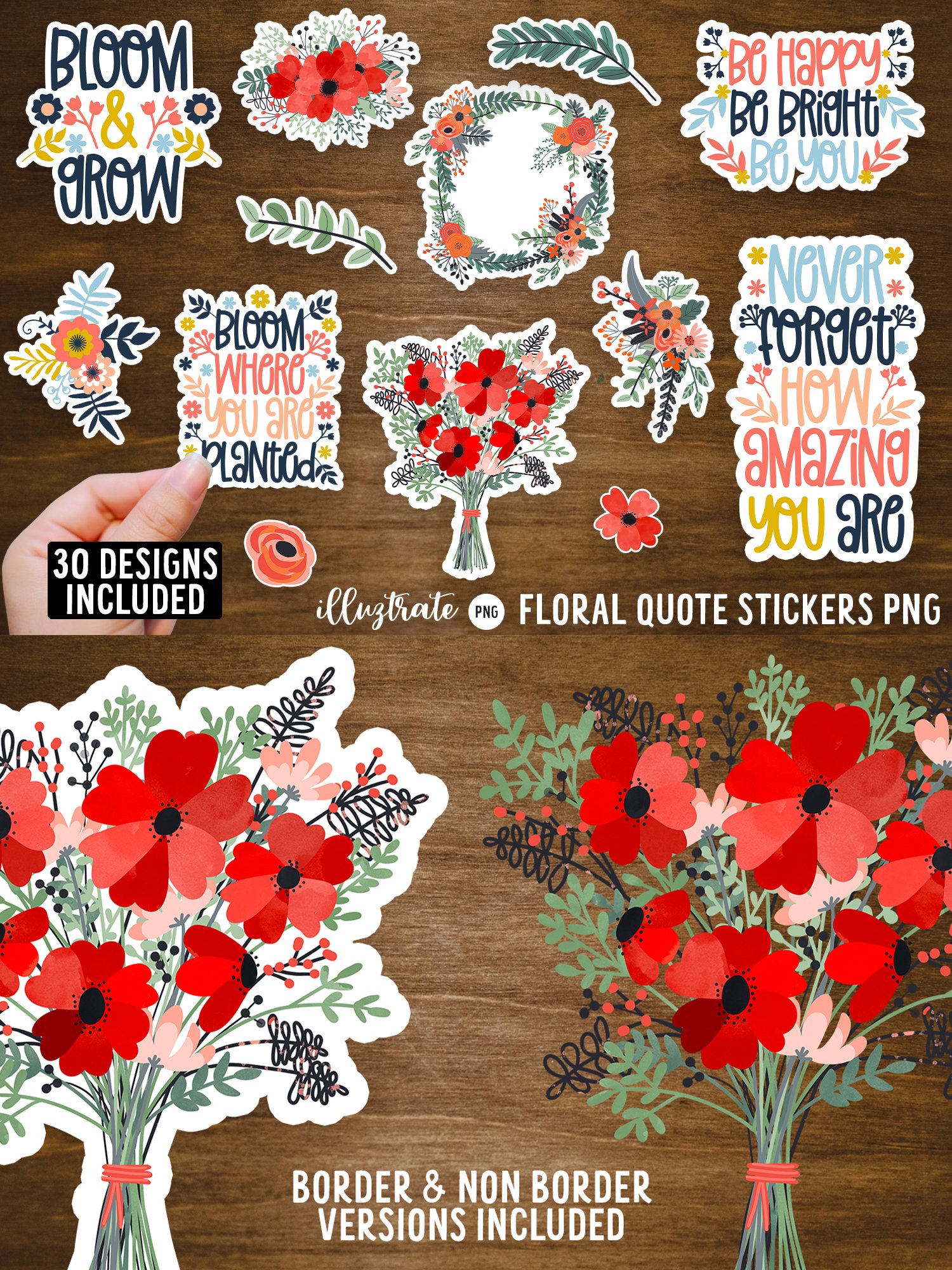Floral Quote Stickers PNG