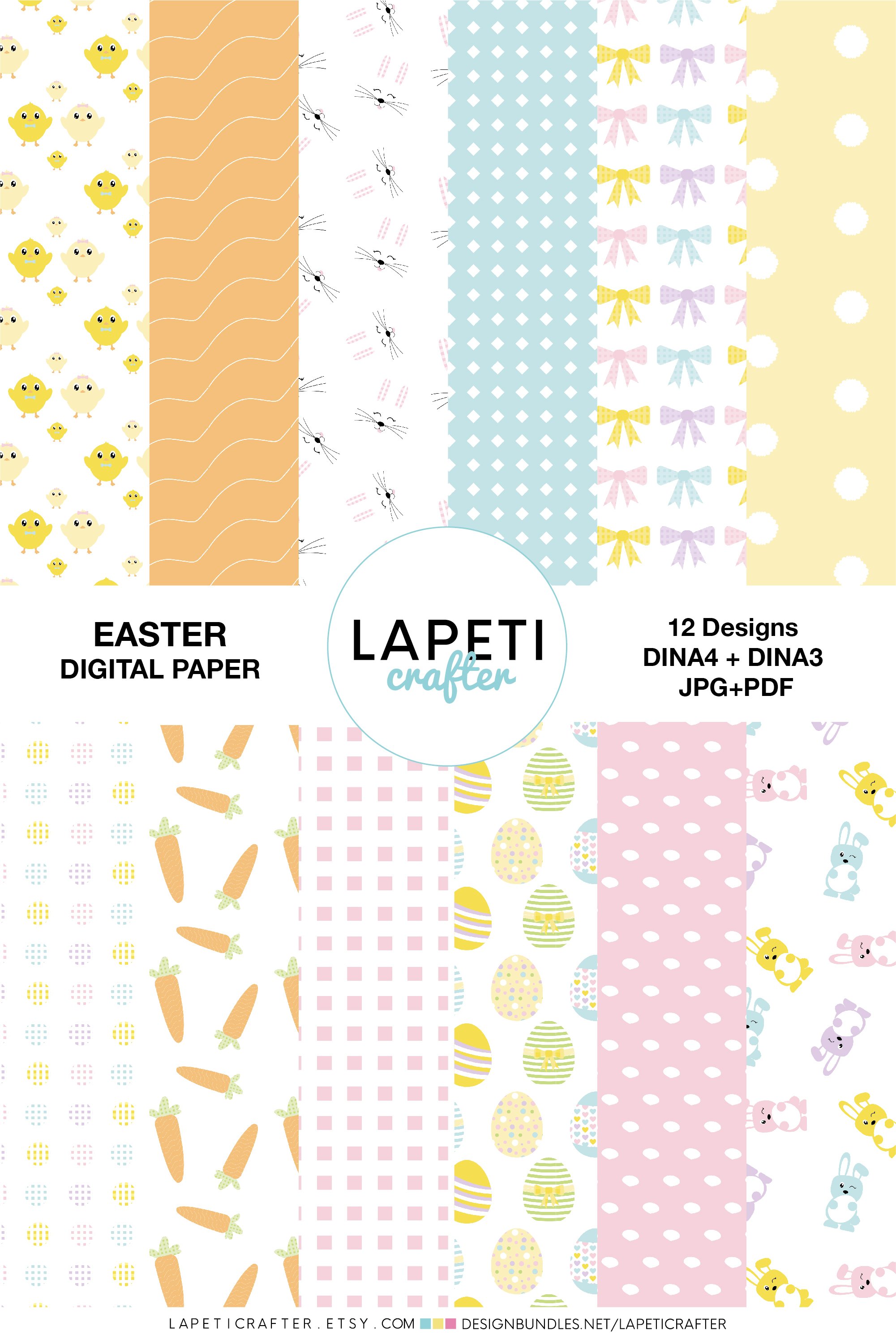 Easter digital paper pack| DinA4 & DinA3 size