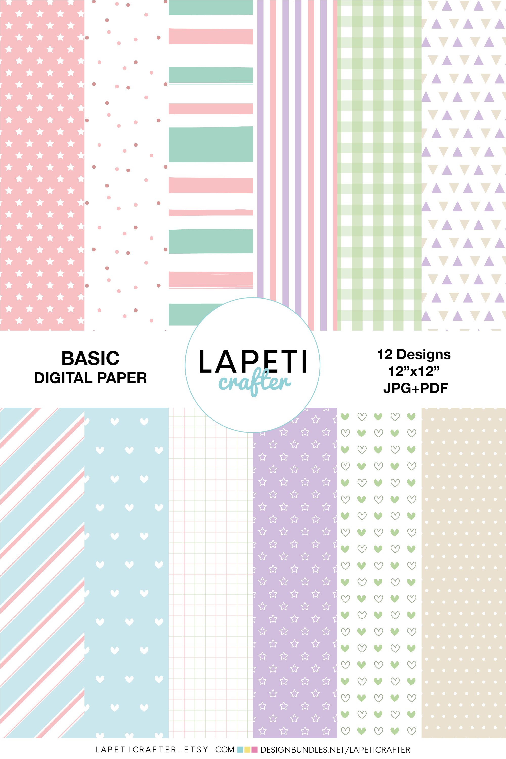 Basic Digital Paper Pack | Printable Scrapbooking Paper
