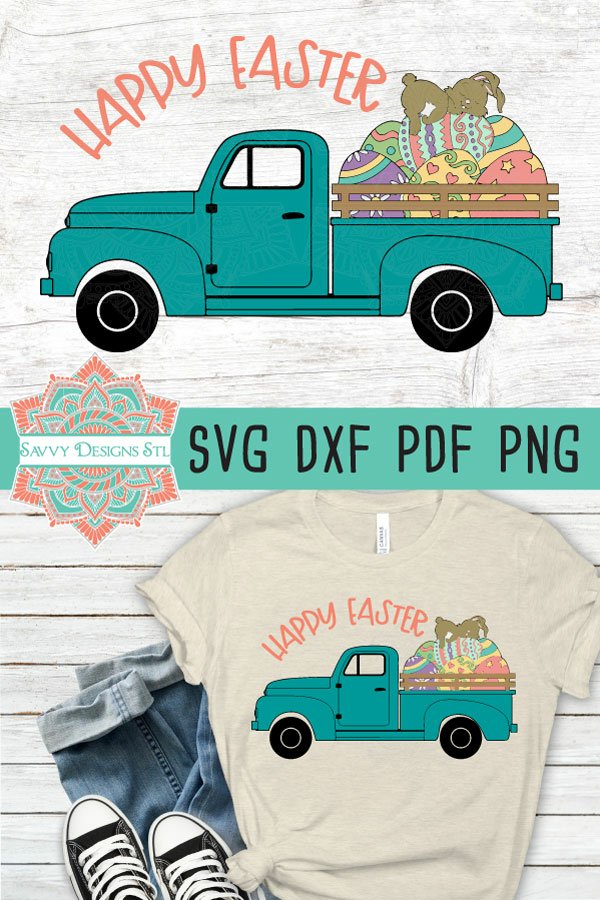 Easter Vintage Truck Layered SVG Cut File
