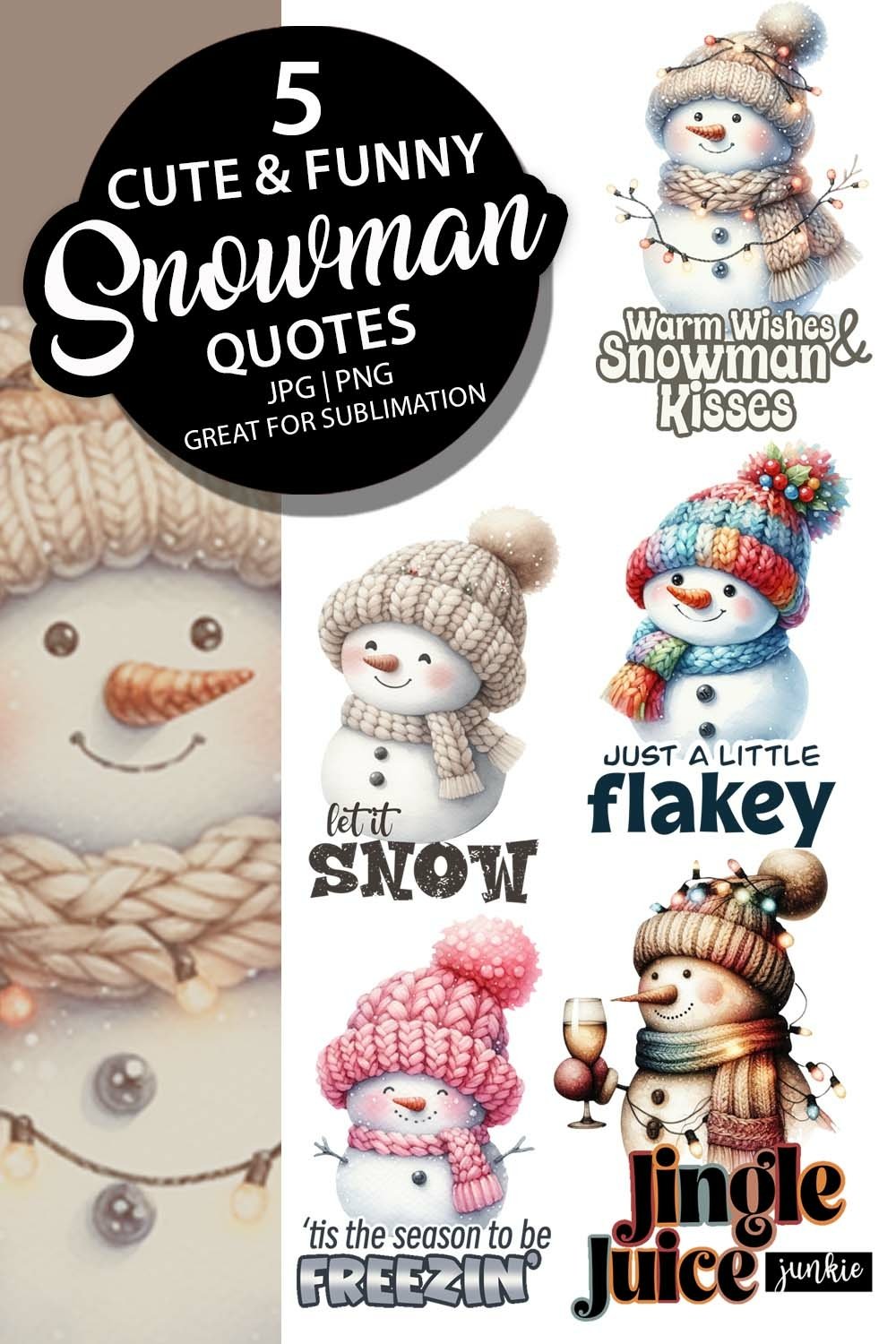 5 cute funny snowmen quotes | PNG | JPG