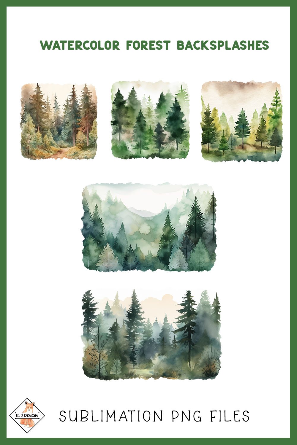 Watercolor forest backsplashes | Sublimation Backgrounds
