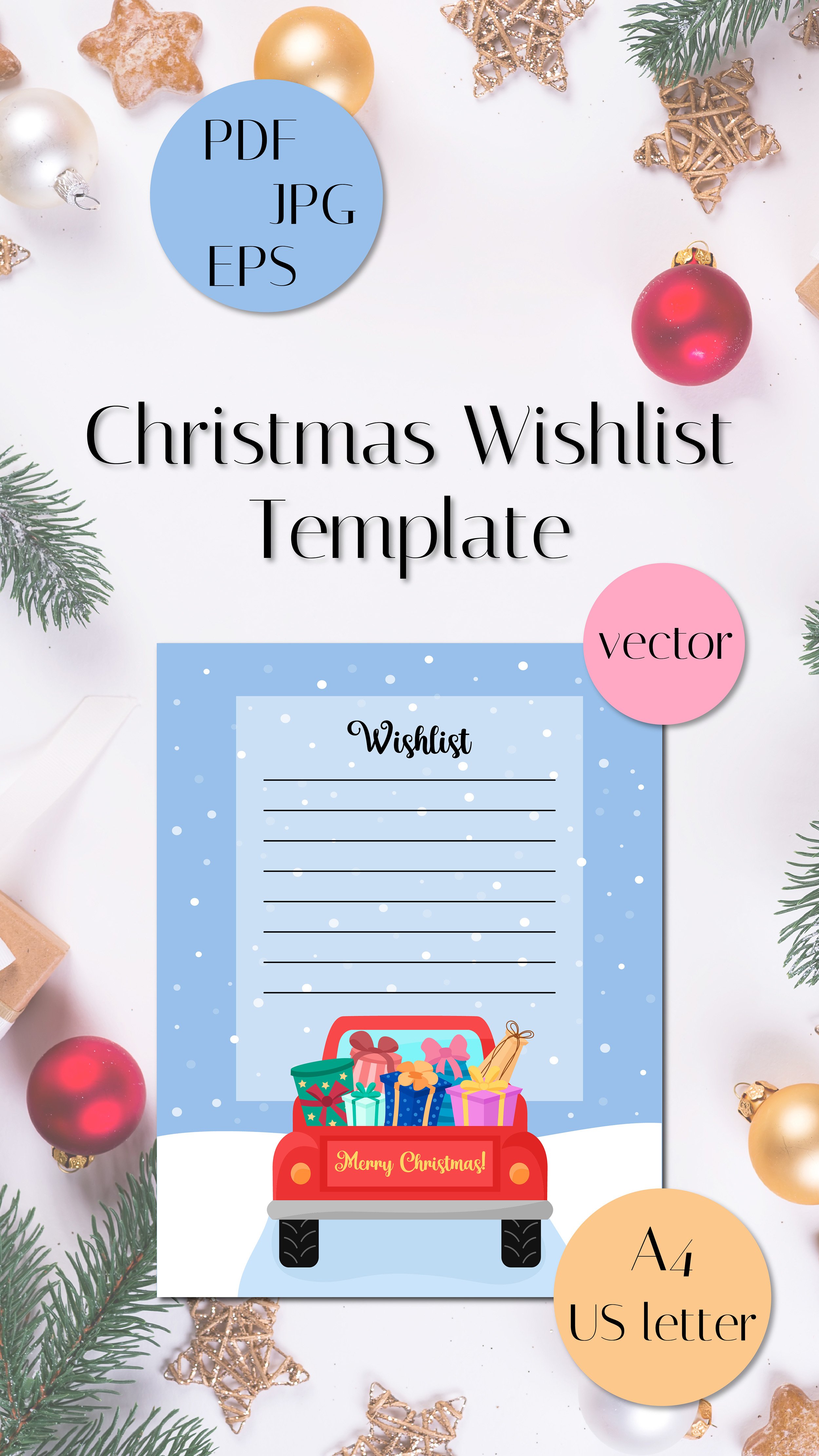 Christmas Wish List Template | Printable PDF & Vector