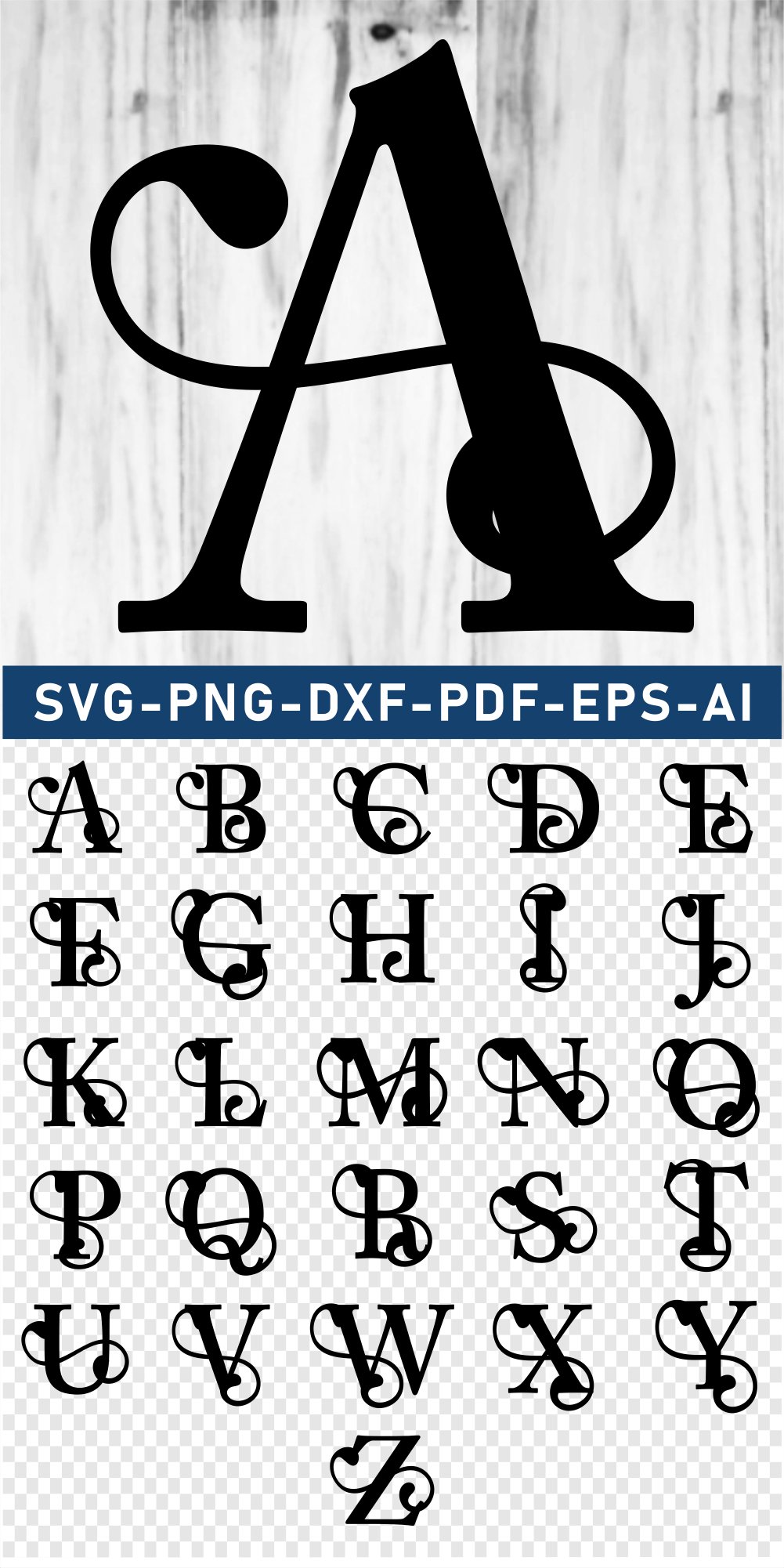 Ornate Monogram Alphabet Letters SVG, Font Laser Cut Files
