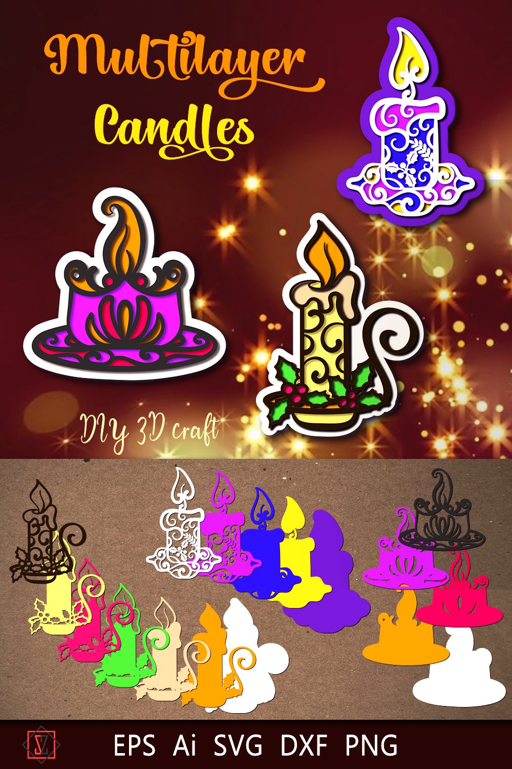 Bundle Multilayer candle. Layered craft