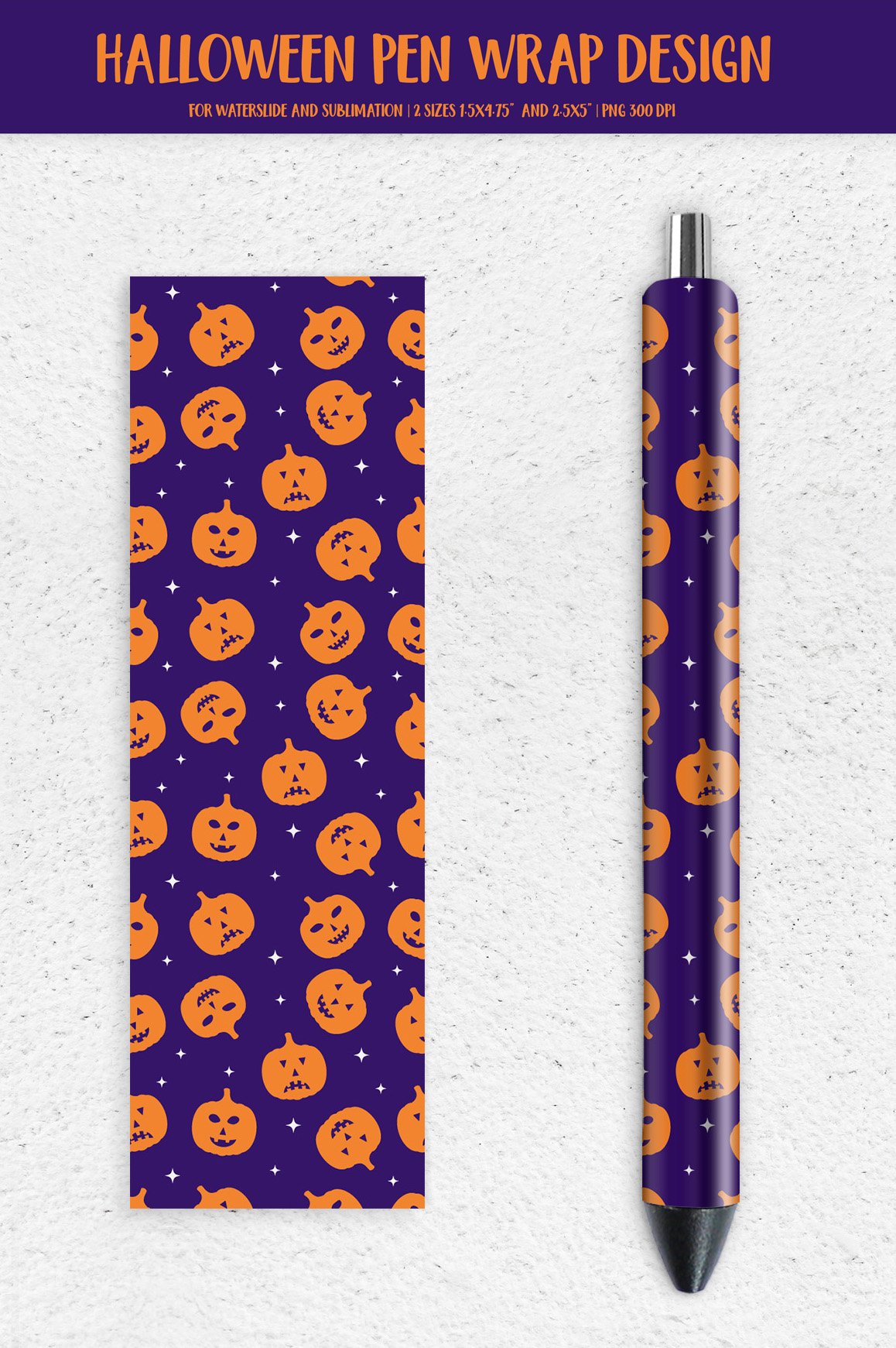 Halloween Pumpkins Pen Wrap Design Sublimation or Waterslide
