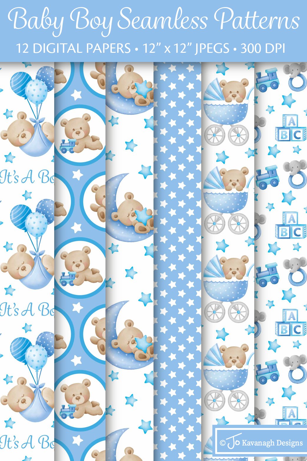 Baby Digital Papers, Baby Boy, Baby Shower, Baby Patterns