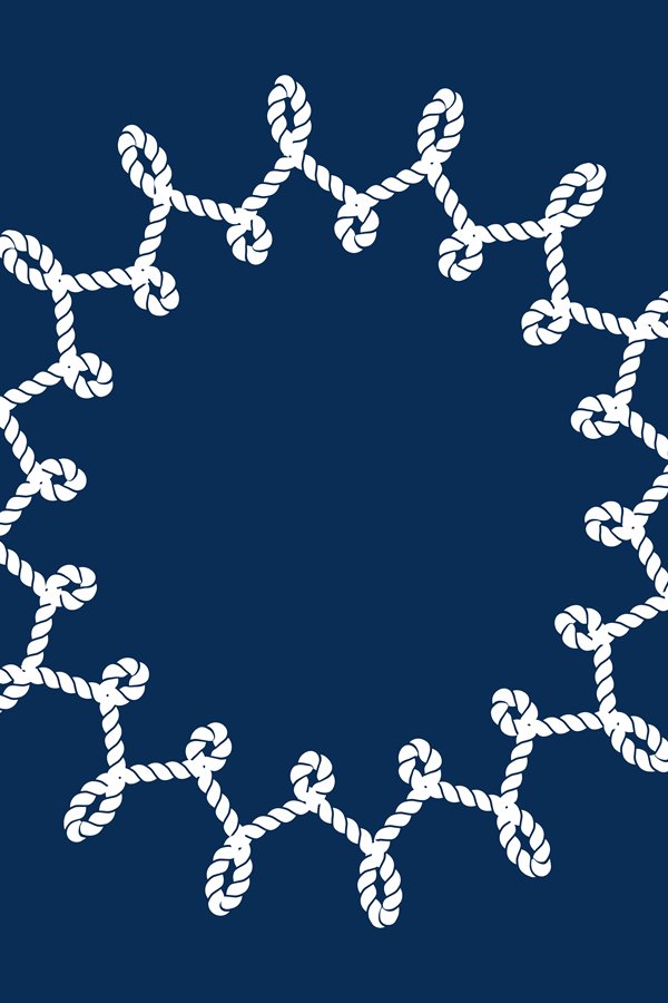 Nautical ropes frame on navy blue background