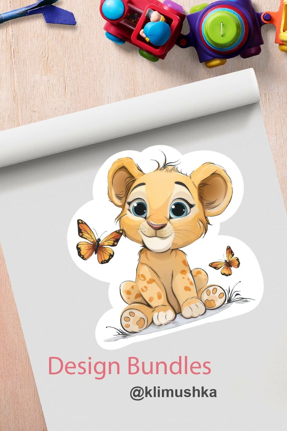 Lion with butterflies Sticker| Printable Sticker Sheet