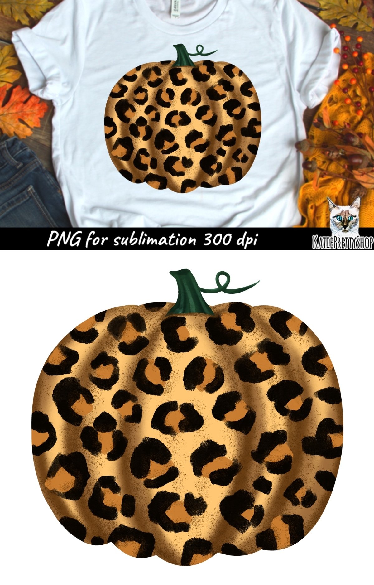 Leopard Pumpkin Sublimation Design, Fall png