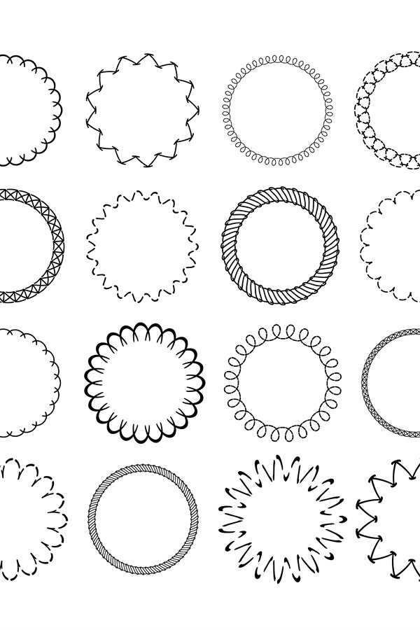 Ornament round borders. Vintage graphic decorative rounded c