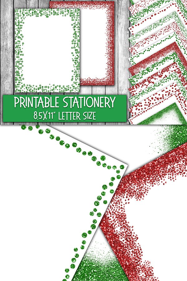 Christmas Stationery - Glitter Borders - Digital Paper