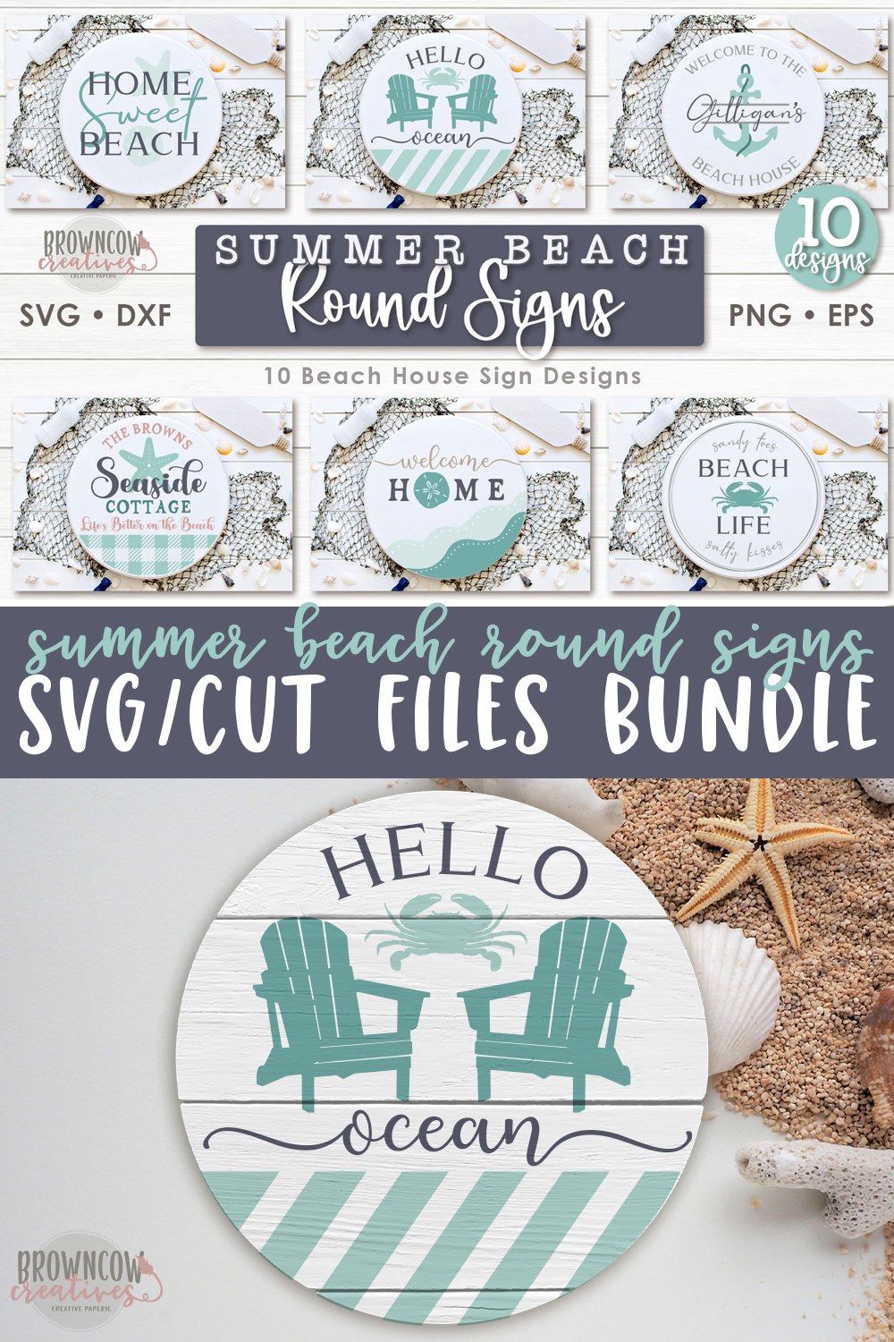 Beach Round Sign SVG/Cut Files Bundle
