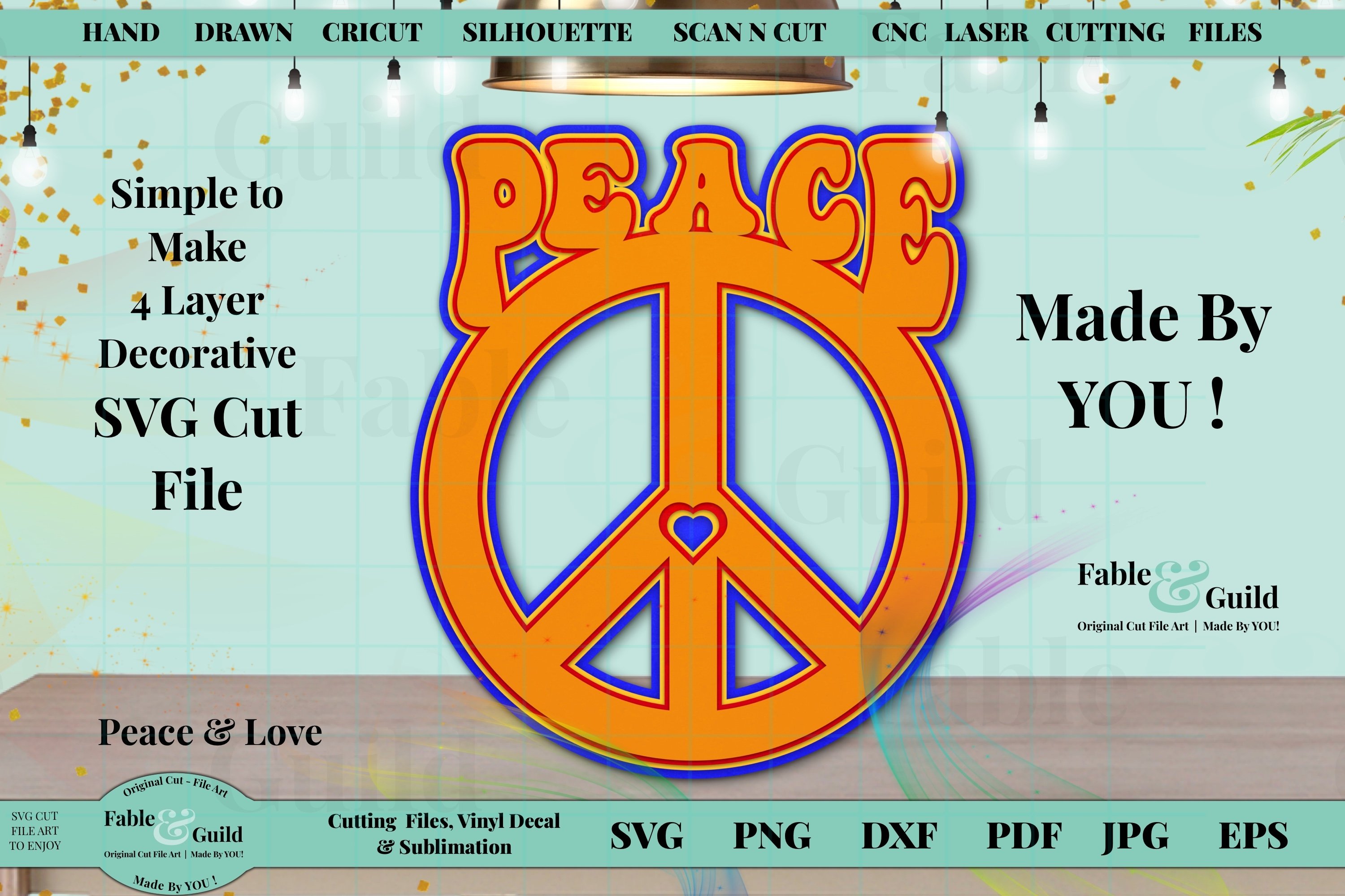 Peace Love Symbol SVG 3D Layered Heart SVG Cut File Cricut