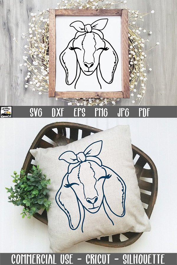 Goat SVG File - Nubian Goat with Bandana SVG Cut File