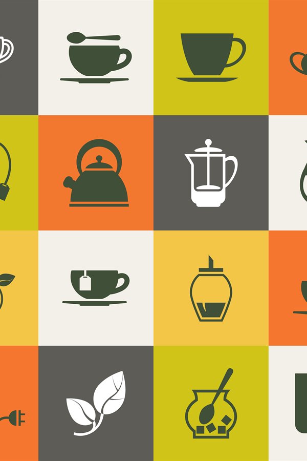Multicolor tea vector icons set