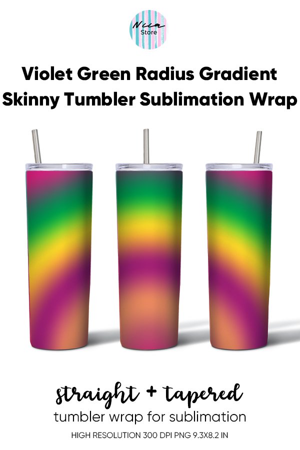 Violet Green Radius Gradient Sublimation Tumbler Wrap