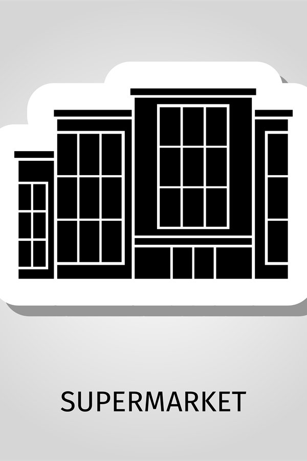 Supermarket black building sticker