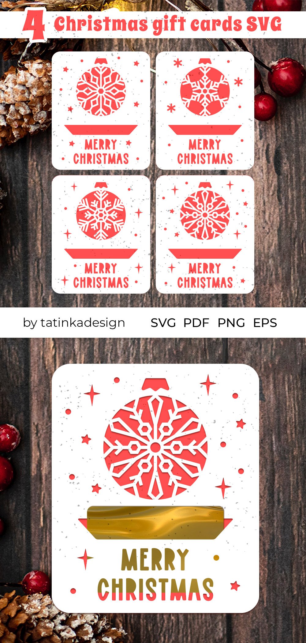 Christmas gift card template SVG | Gift card holder svg