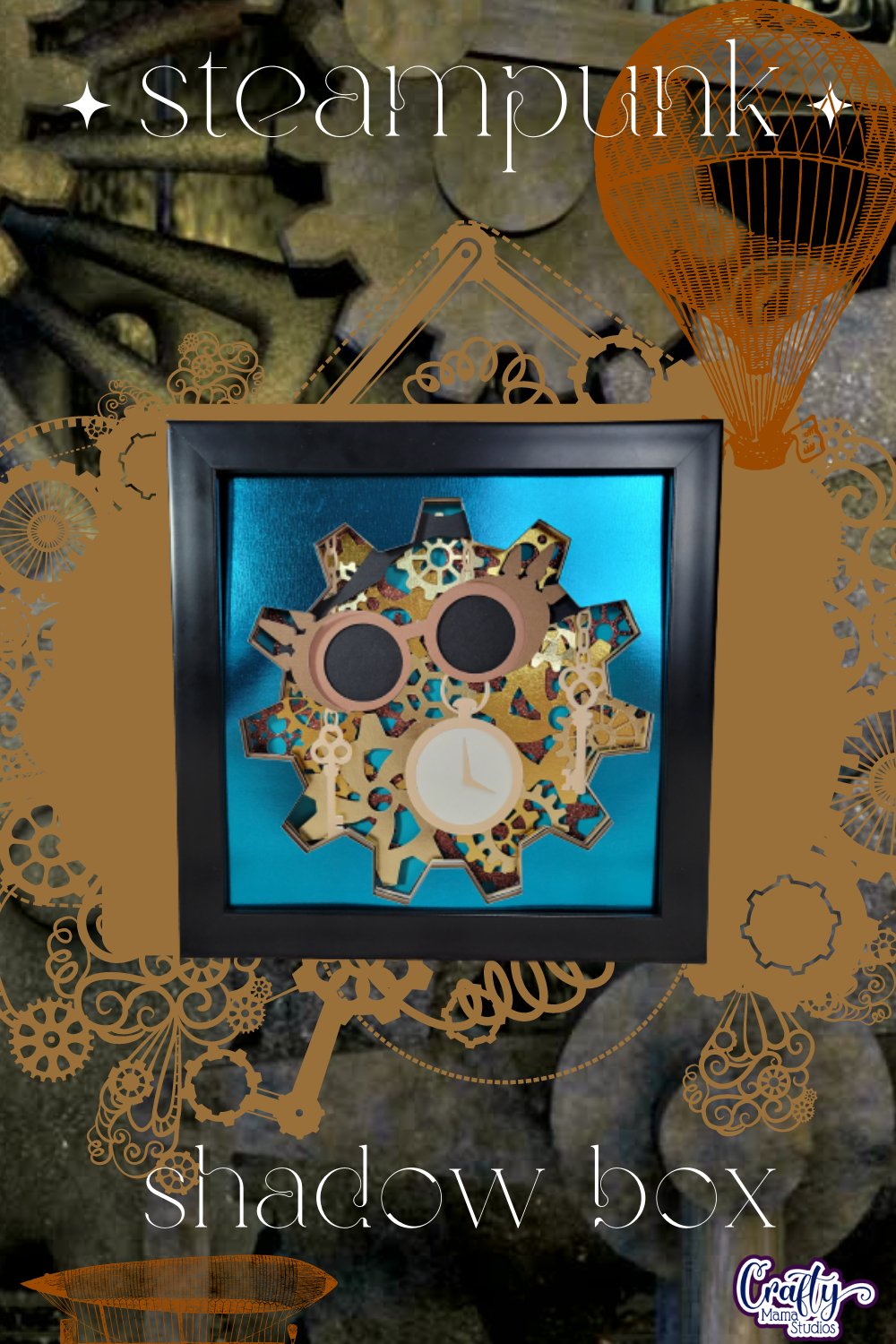 Steampunk Svg Shadow Box, 3D Layered Victorian Gears File
