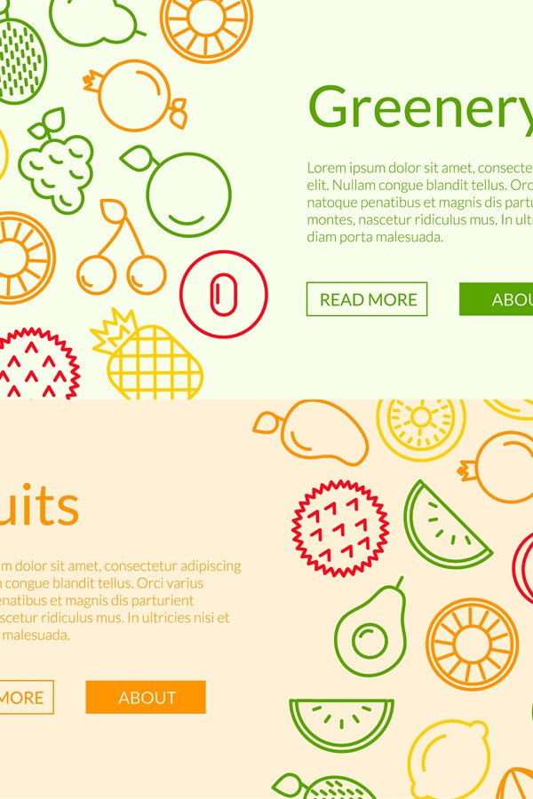 Vector line fruits icons web banner templates (872492)