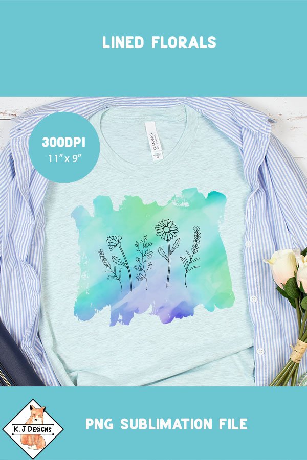 Line Art Floral Sublimation Design