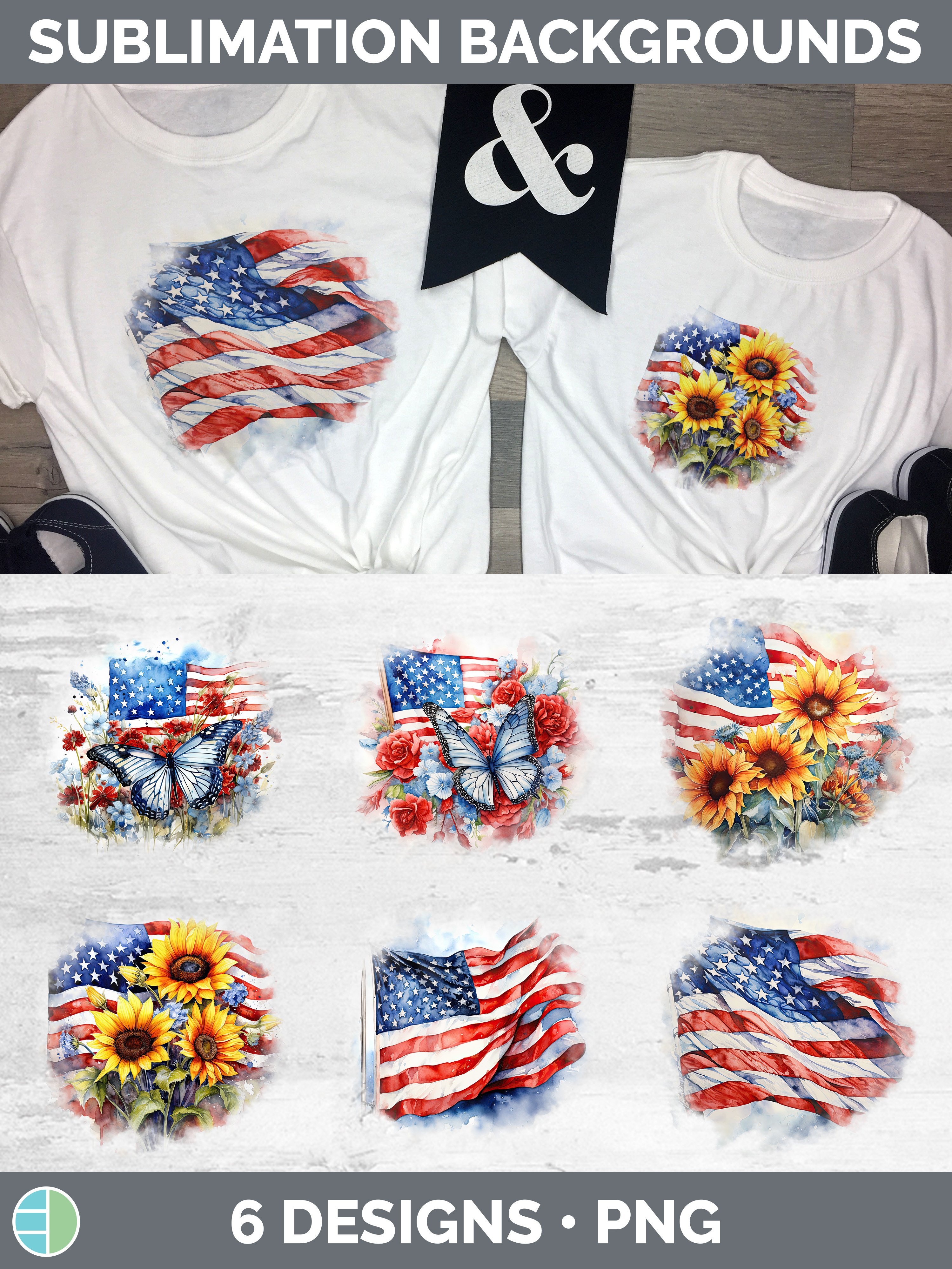 Pretty USA Flag Grunge Background | Bundle Distressed Backsp