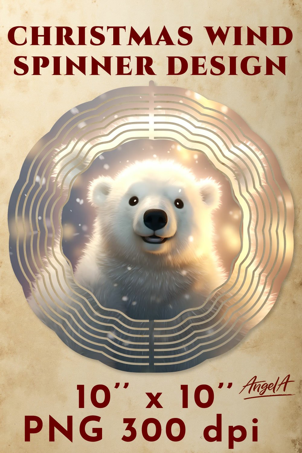 Christmas wind spinner / baby polar bear illustration
