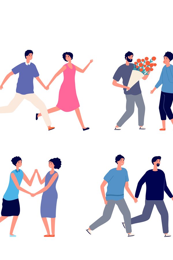 Different couples in love. Couple lifestyles, flat lesbians