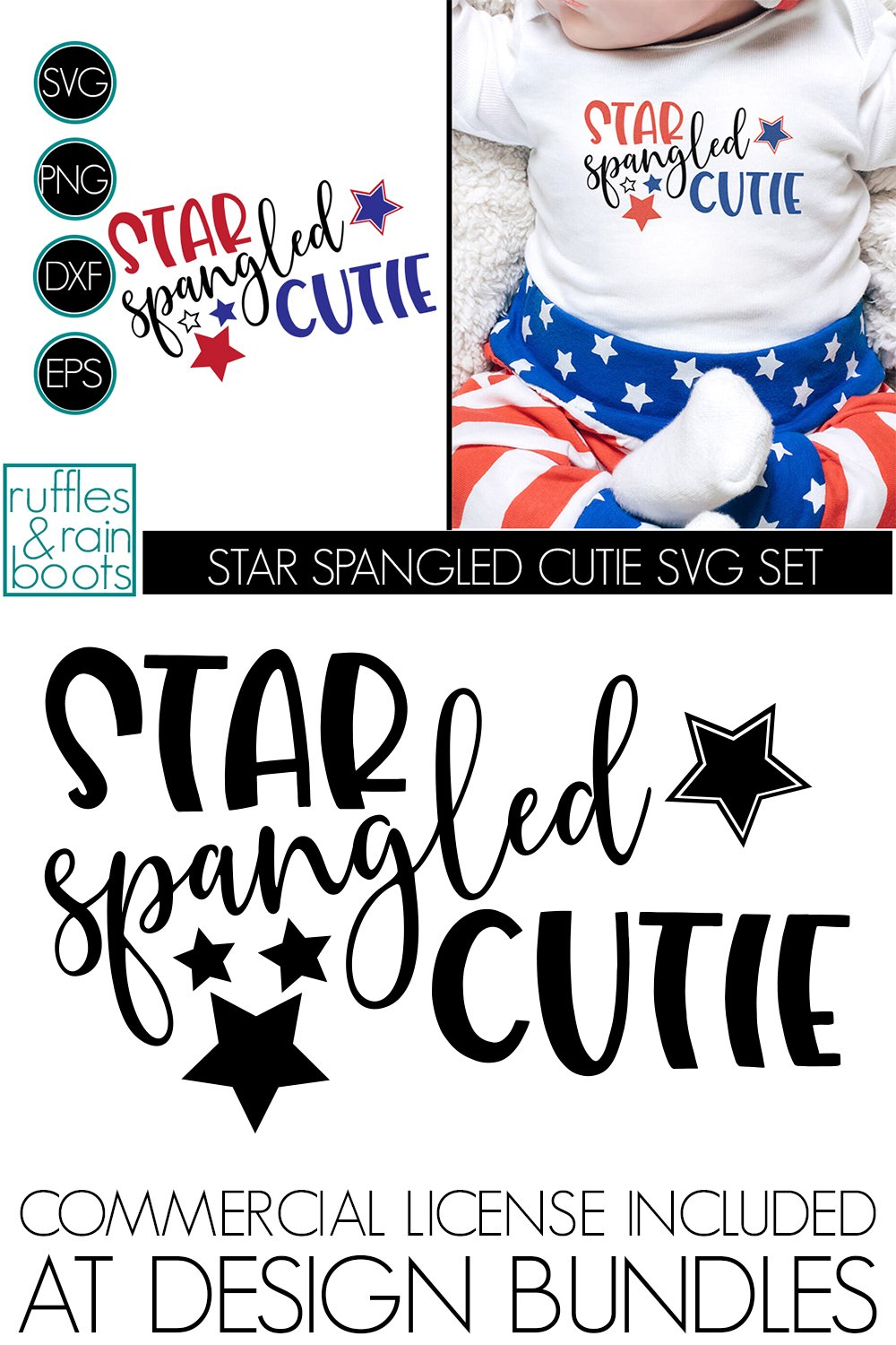 Star Spangled Cutie SVG Perfect for the 4th of July