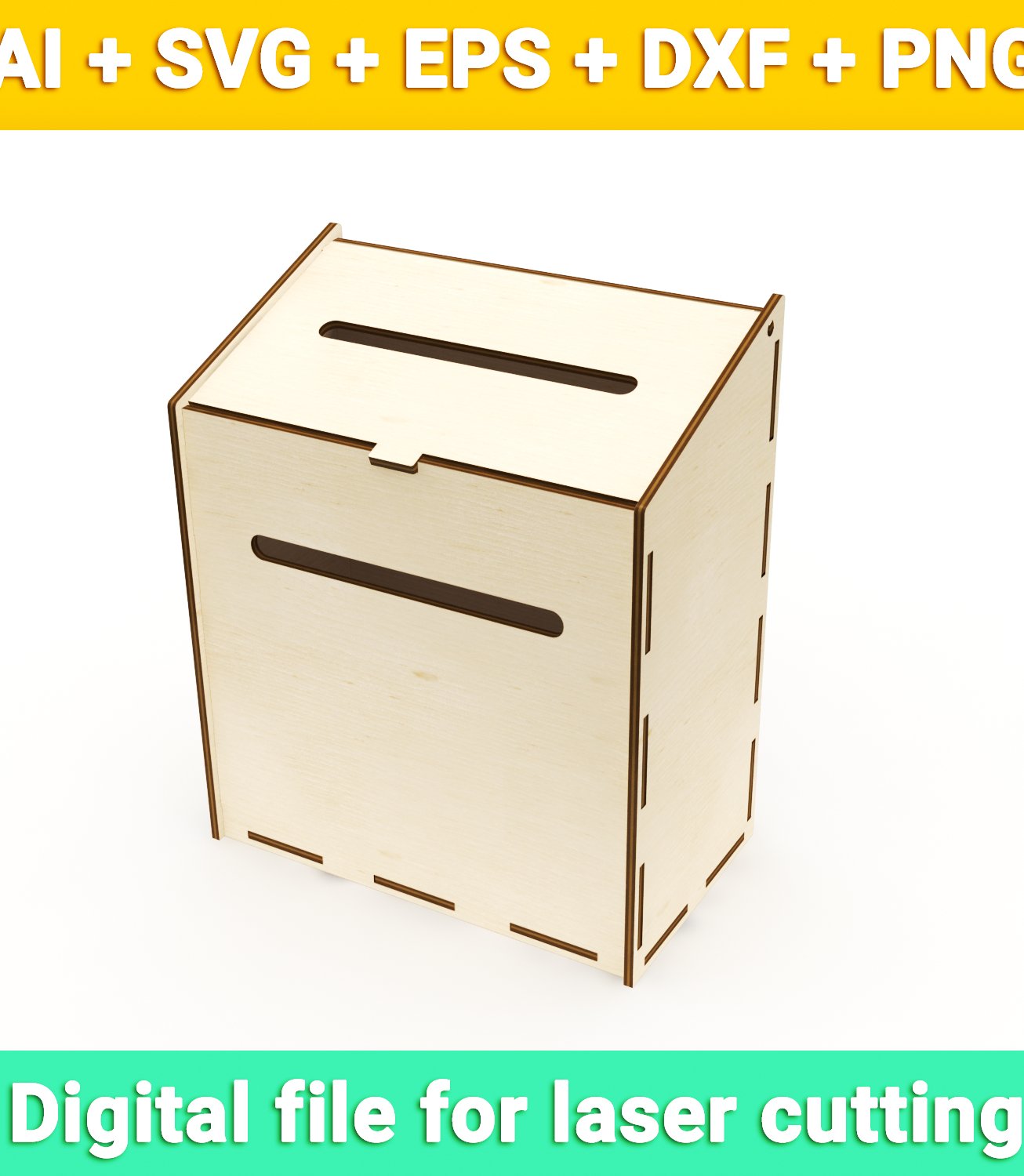 Letter box with lid vector for CNC svg vector file