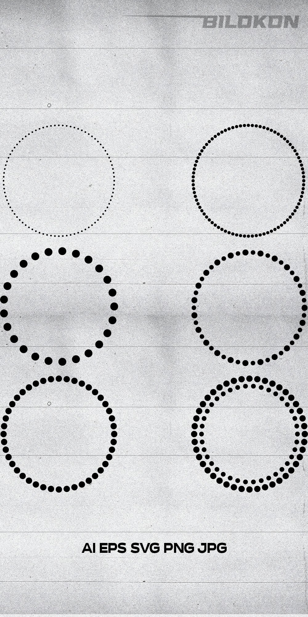 Dotted circle frame set, dotted circle monogram, SVG Vector