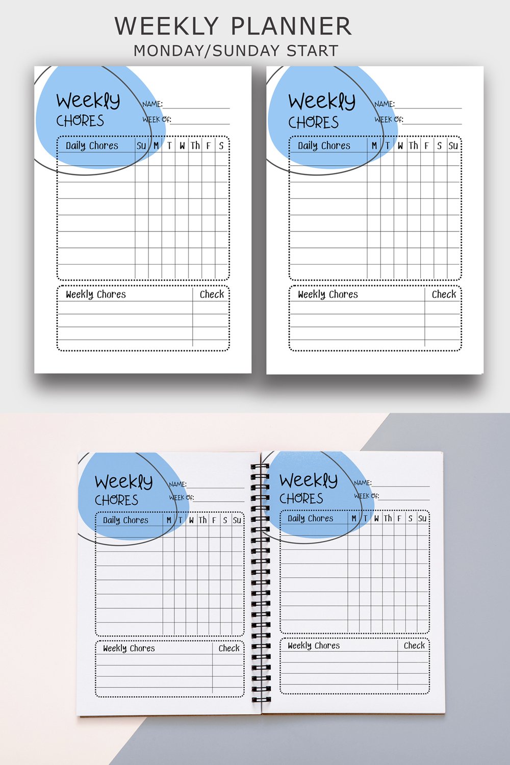 Chore Chart Printable PDF files, Editable in Canva