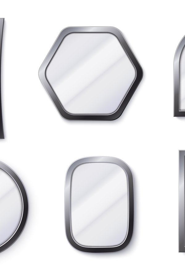 Realistic mirrors. Reflective mirror surface in frame, mirro