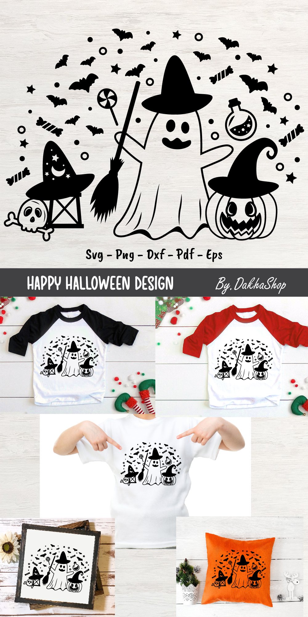 Happy Halloween Cute Ghost And Pumpkin Svg For Kids.