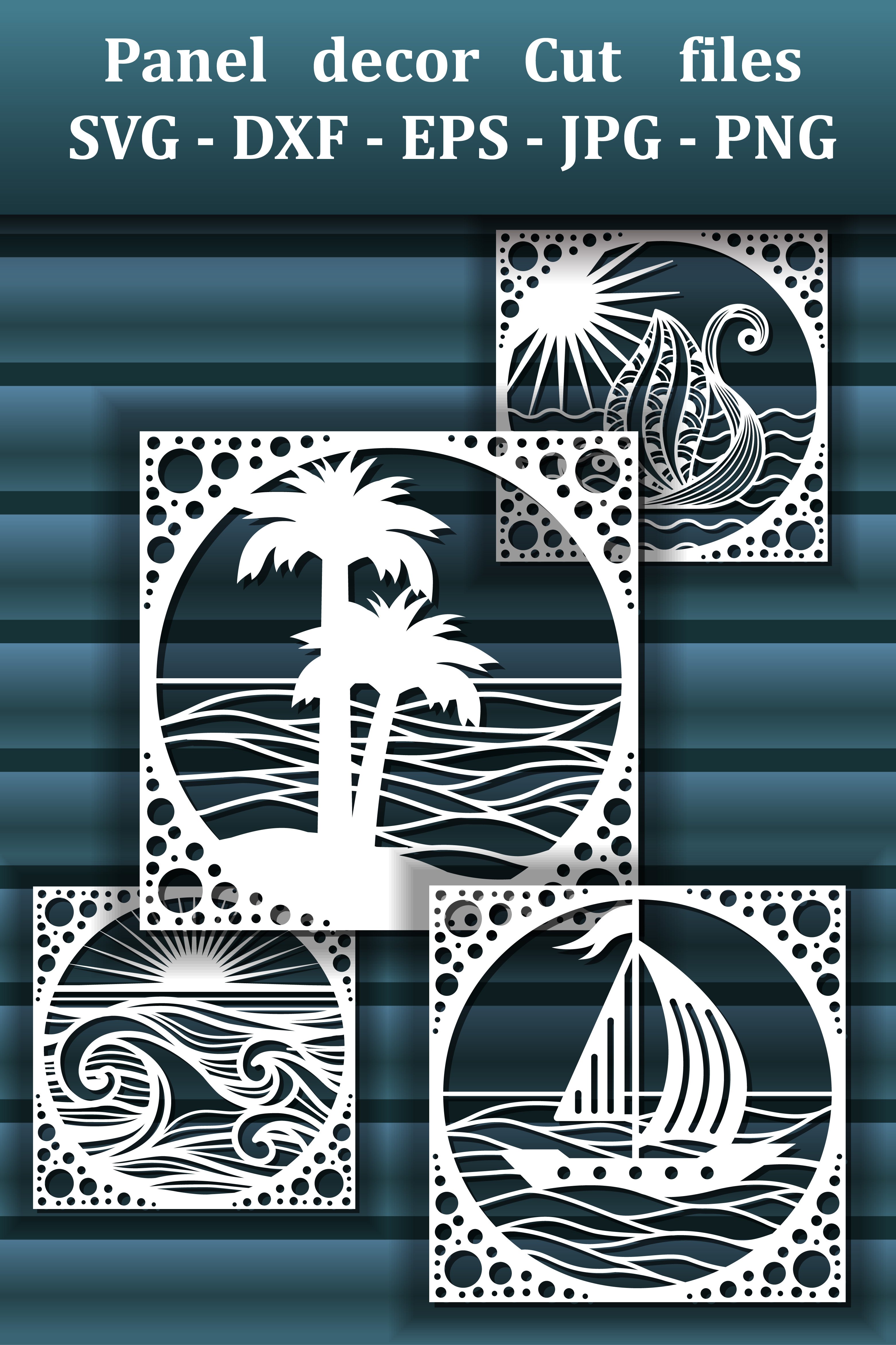 Sea View Panels, CNC cut files. Wall art for Home (1225939)