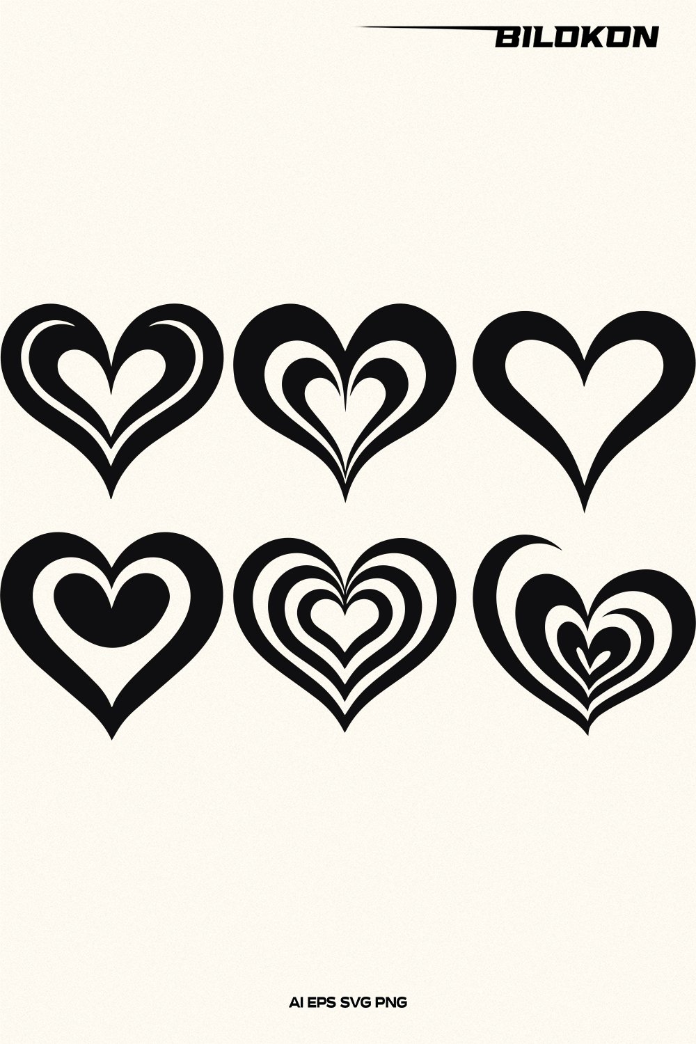 Heart SVG Bundle, Valentine Line heart SVG Vector Cut File