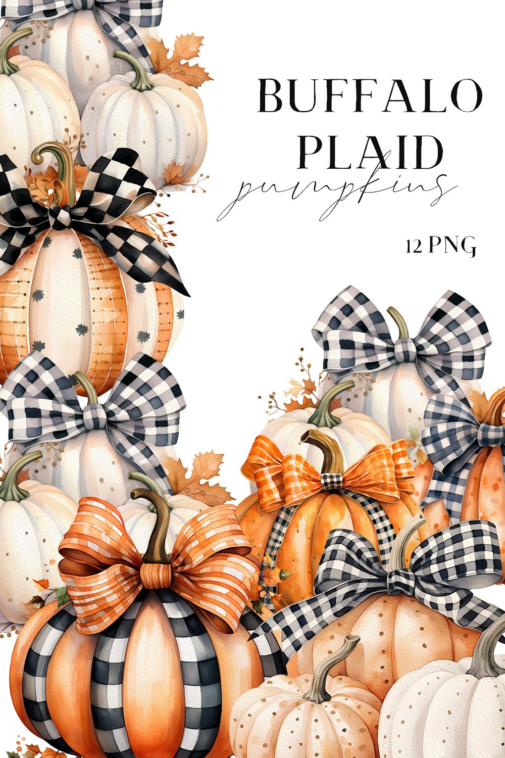 Fall Halloween Pumpkins Clipart Buffalo Plaid Checkered PNG