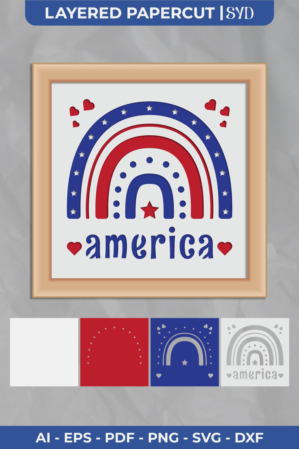 America Rainbow 3D Shadow Box
