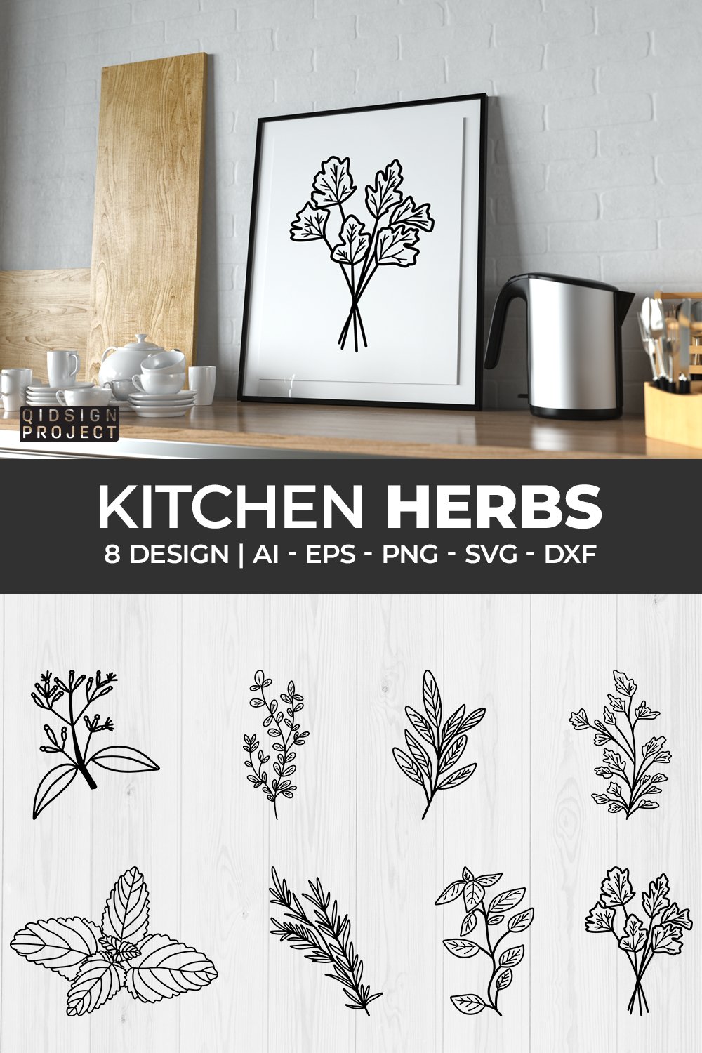 8 Kitchen Herbs Svg, Kitchen Svg, Herb Svg, Farmhouse svg