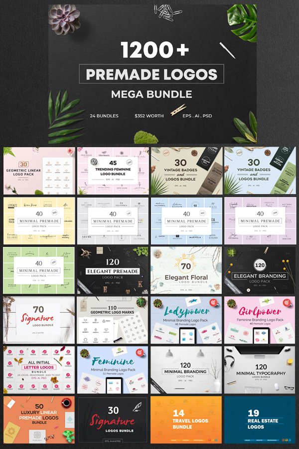 1200 Premade Logos Mega Bundle