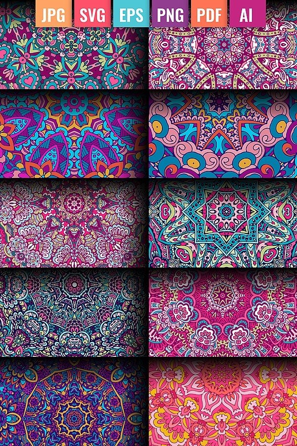 Abstract Boho Festival Mandala Seamless Pattern (1105003)