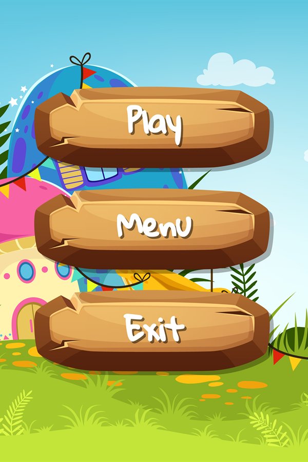 Vector cartoon style wooden buttons with text for (788191)
