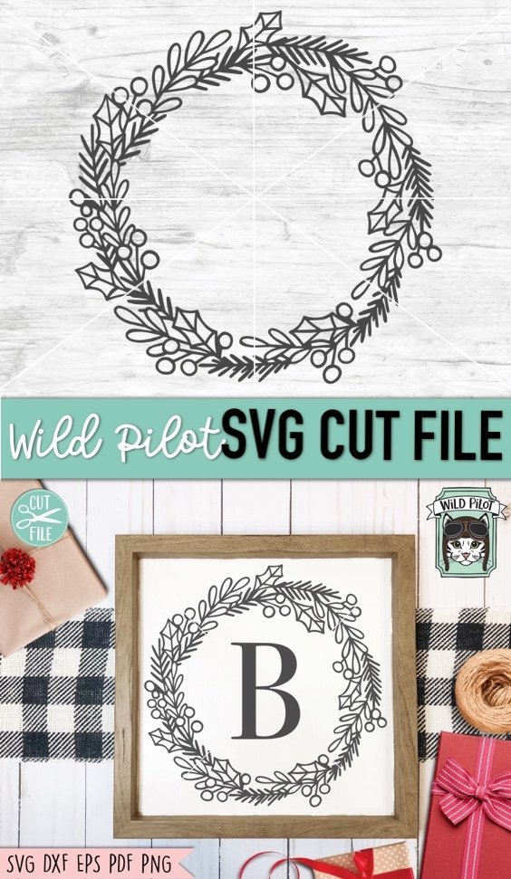 Christmas Monogram Frame SVG Cut File, Christmas (1250395)