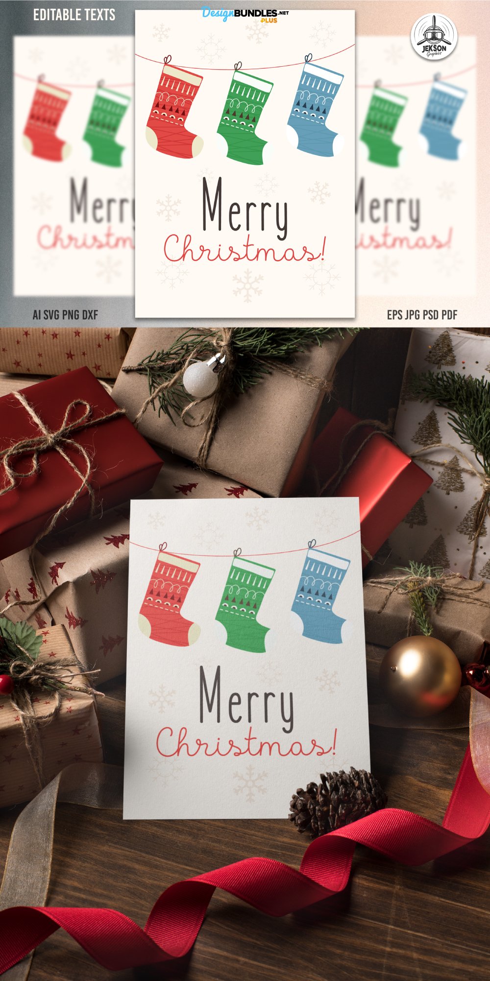 Happy Holidays Card with Socks | Printable Christmas Poster
