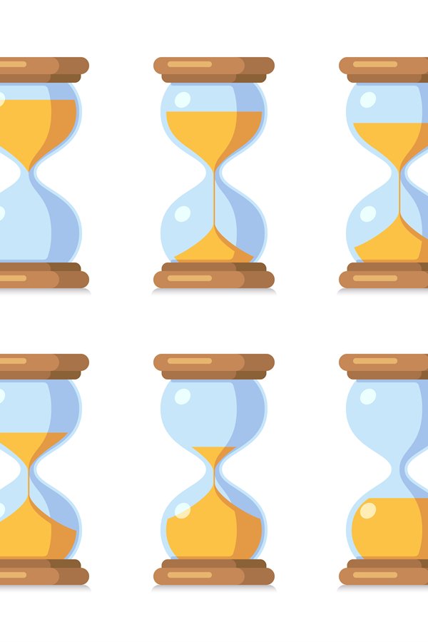 Cartoon hourglass. Antique sand clock sprite sheet animation